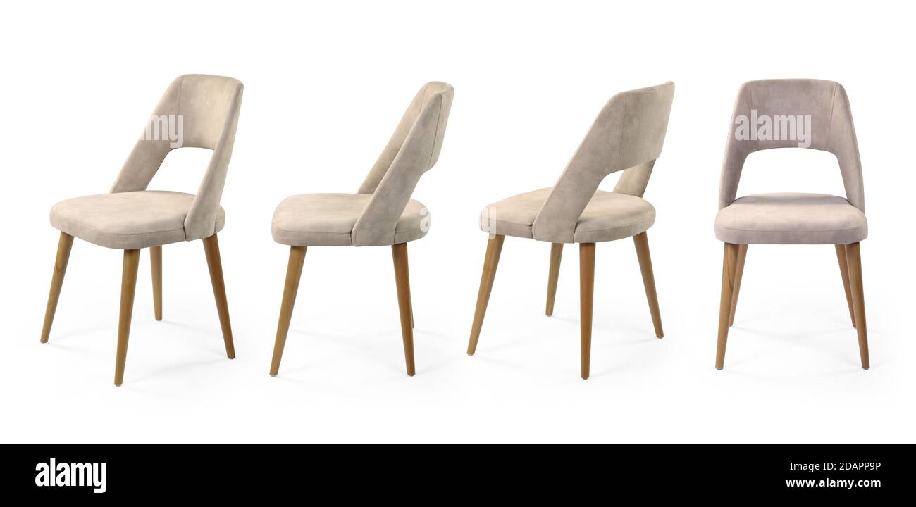 Single chair at different angles on a white background Stock Photo - Alamy