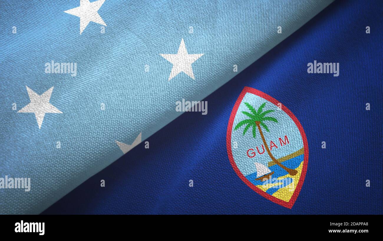 Micronesia and Guam two flags textile cloth, fabric texture Stock Photo ...