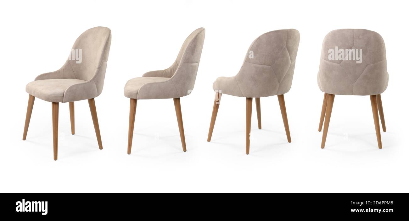 Single chair at different angles on a white background Stock Photo - Alamy