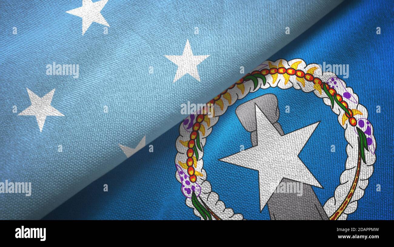 Micronesia and Northern Mariana Islands two flags textile cloth, fabric ...