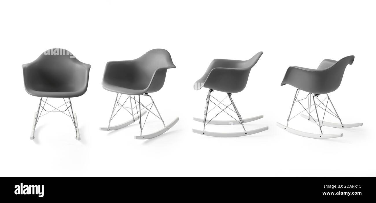 Single chair at different angles on a white background Stock Photo - Alamy