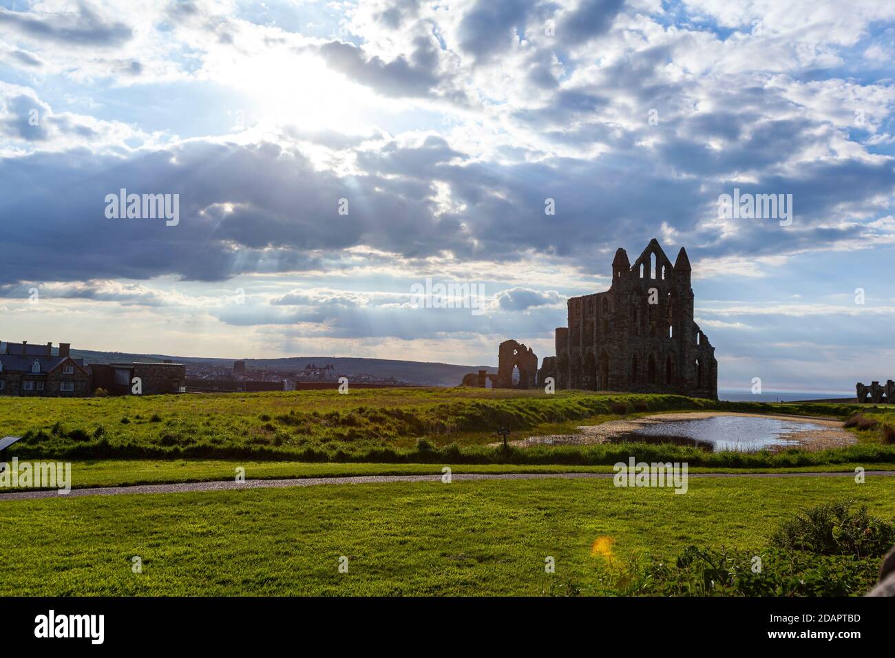 Clouds over Ruins of Whitby Abbey, Whitby, North Yorkshire, England, UK ...