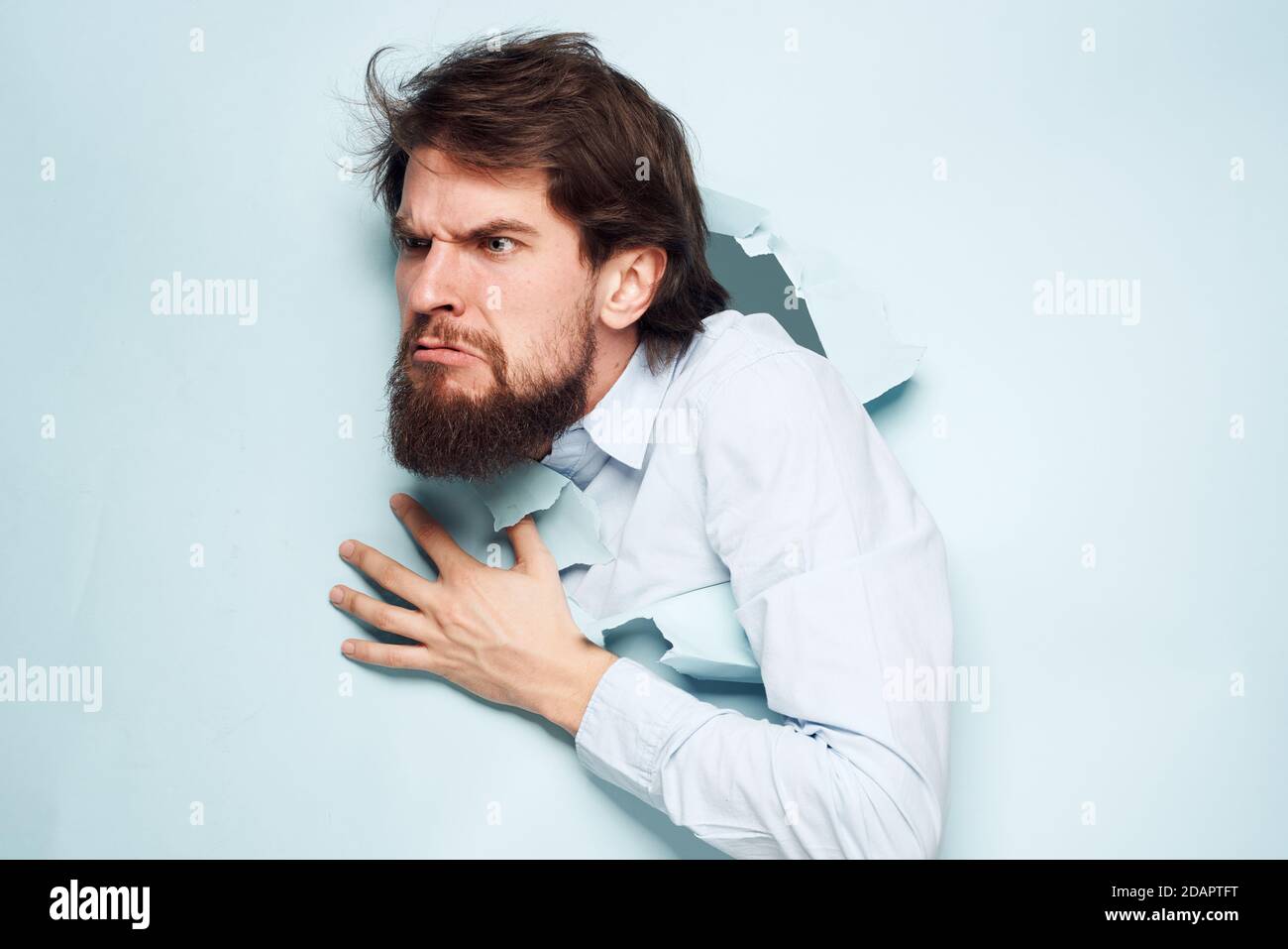 Dissatisfied man gestures with hand emotions career office work Stock ...