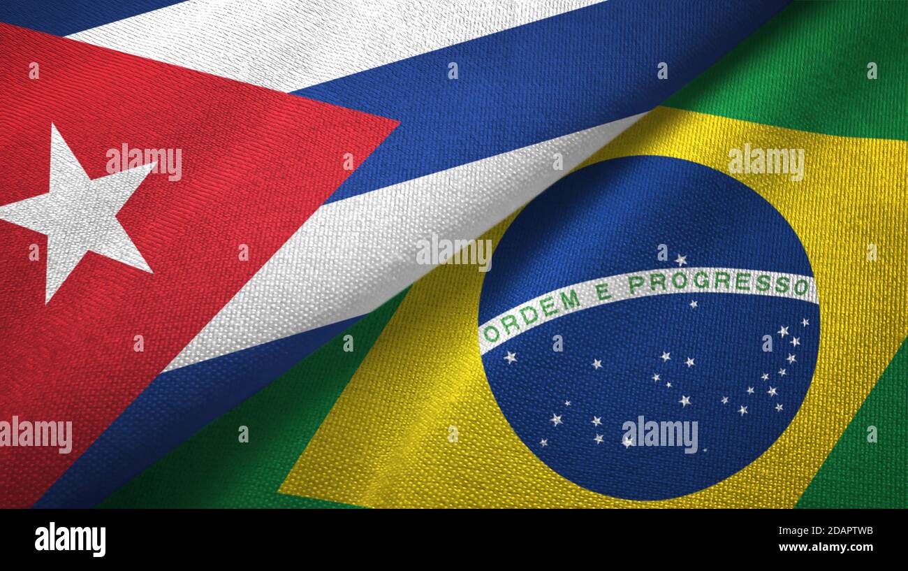Cuba and Brazil two flags textile cloth, fabric texture Stock Photo - Alamy