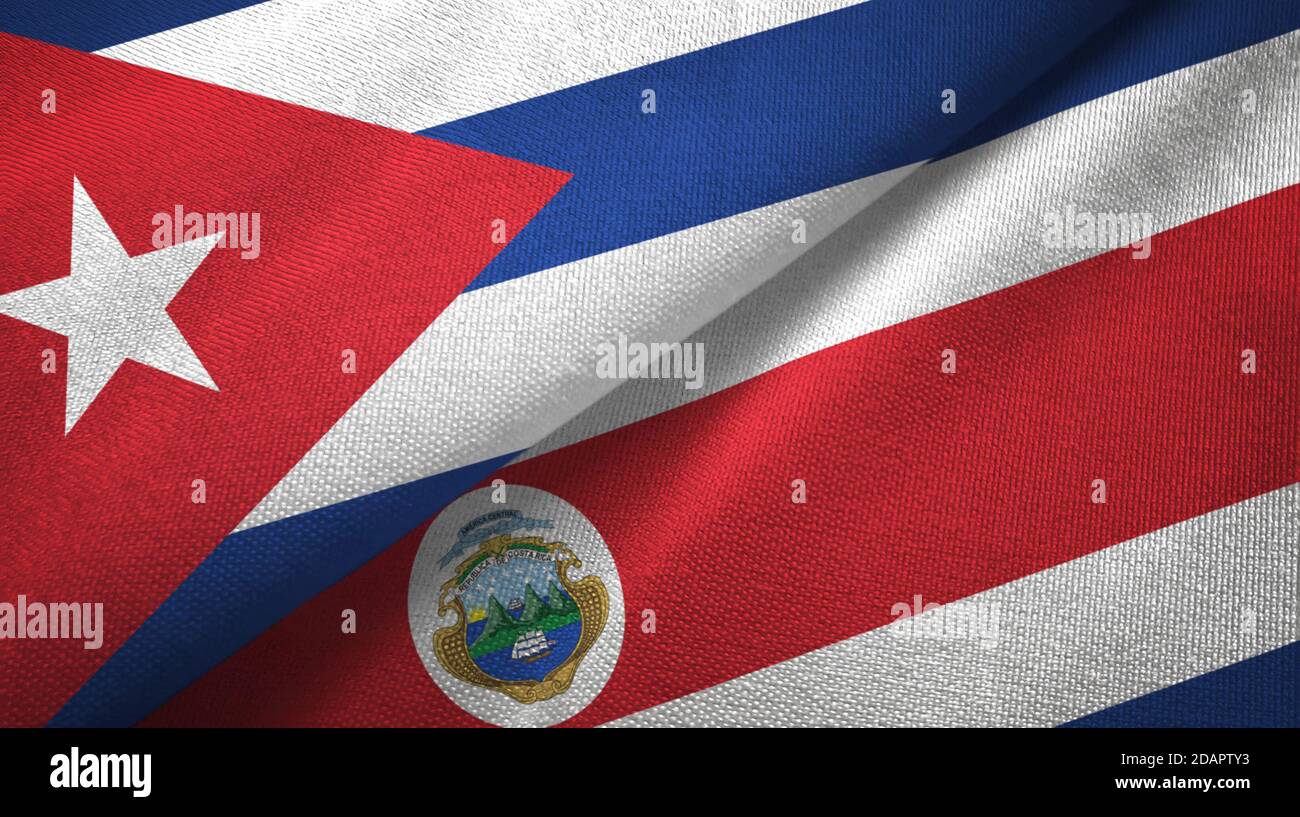 Cuba and Costa Rica two flags textile cloth, fabric texture Stock Photo ...