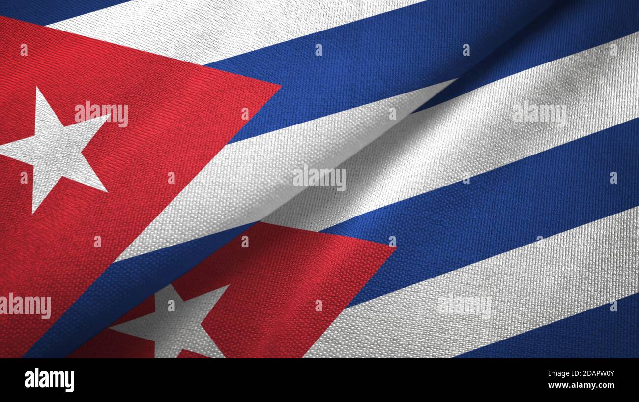 Cuba two flags textile cloth, fabric texture Stock Photo - Alamy