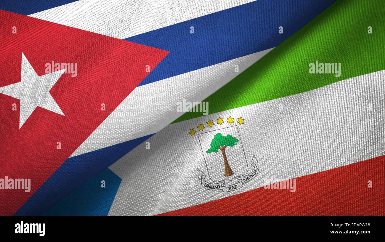 Cuba and Equatorial Guinea two flags textile cloth, fabric texture ...