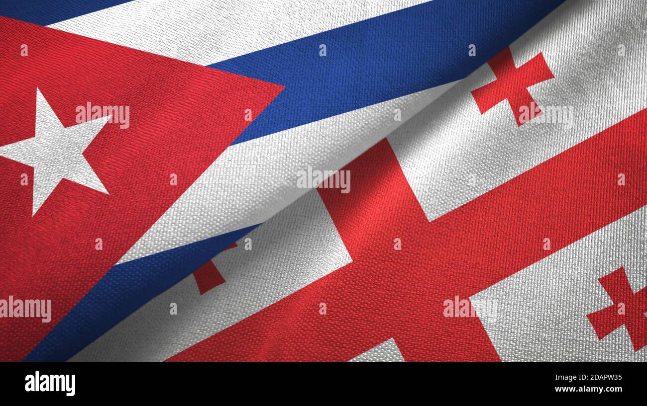 Cuba and Georgia two flags textile cloth, fabric texture Stock Photo ...