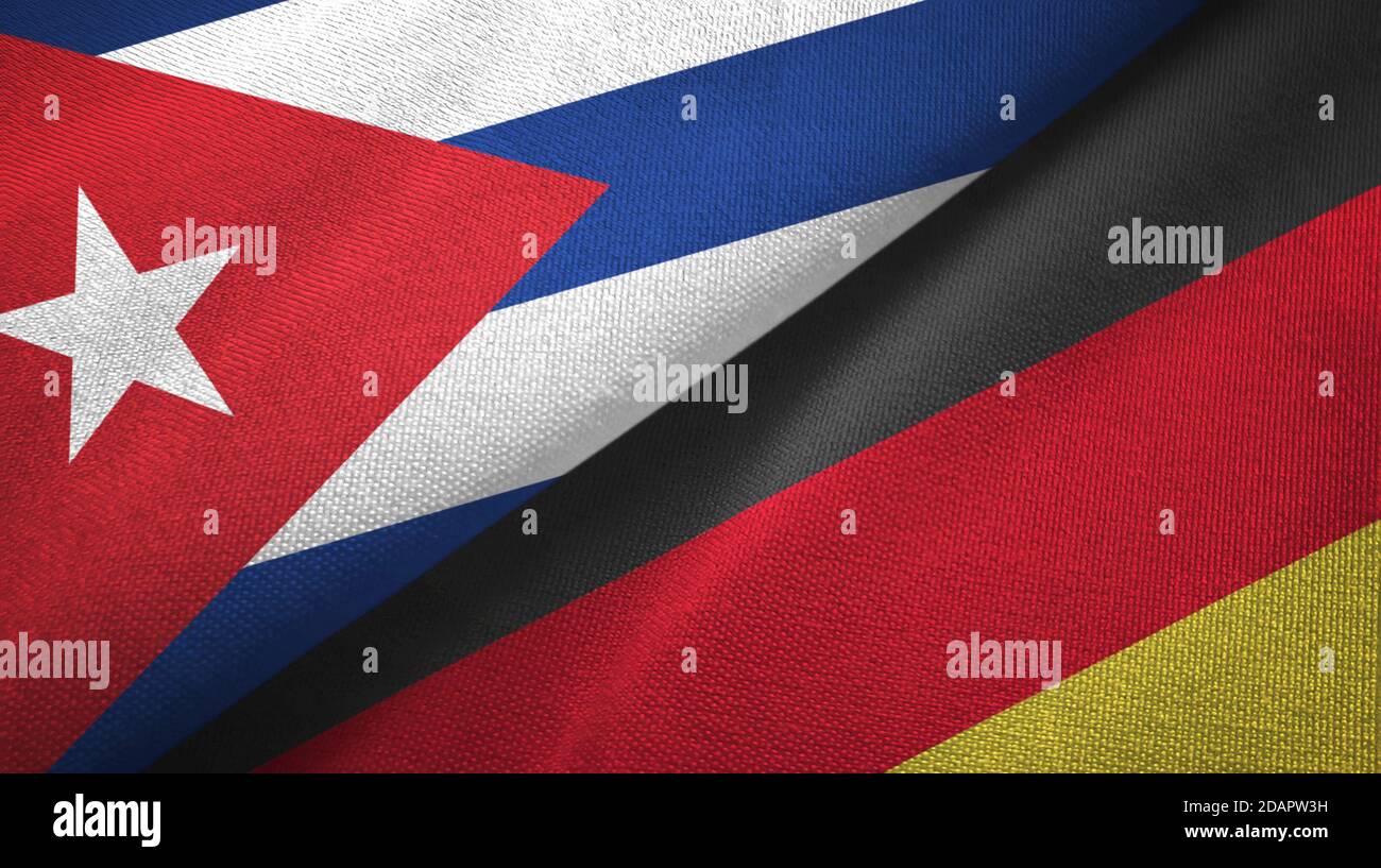 Cuba and Germany two flags textile cloth, fabric texture Stock Photo ...