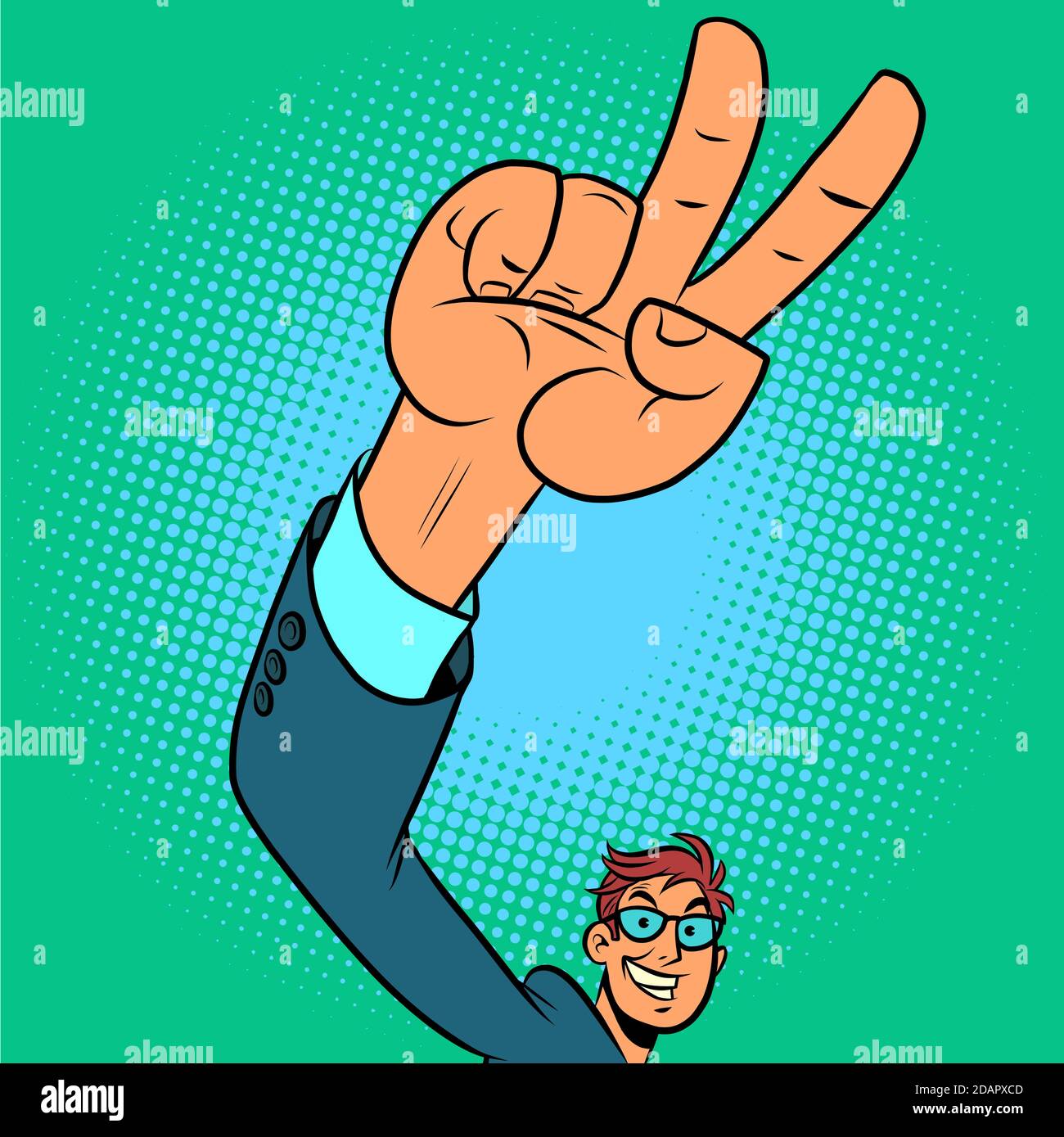 victory hand gesture, positive businessman Stock Vector Image & Art - Alamy