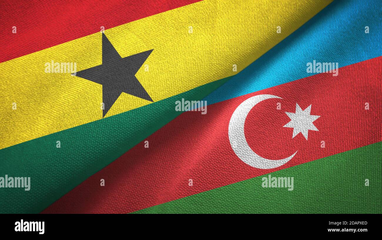 Ghana and Azerbaijan two flags textile cloth, fabric texture Stock ...