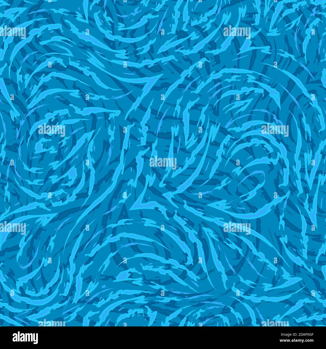 Blue flowing lines and corners with torn edges on a sea background vector seamless pattern ...