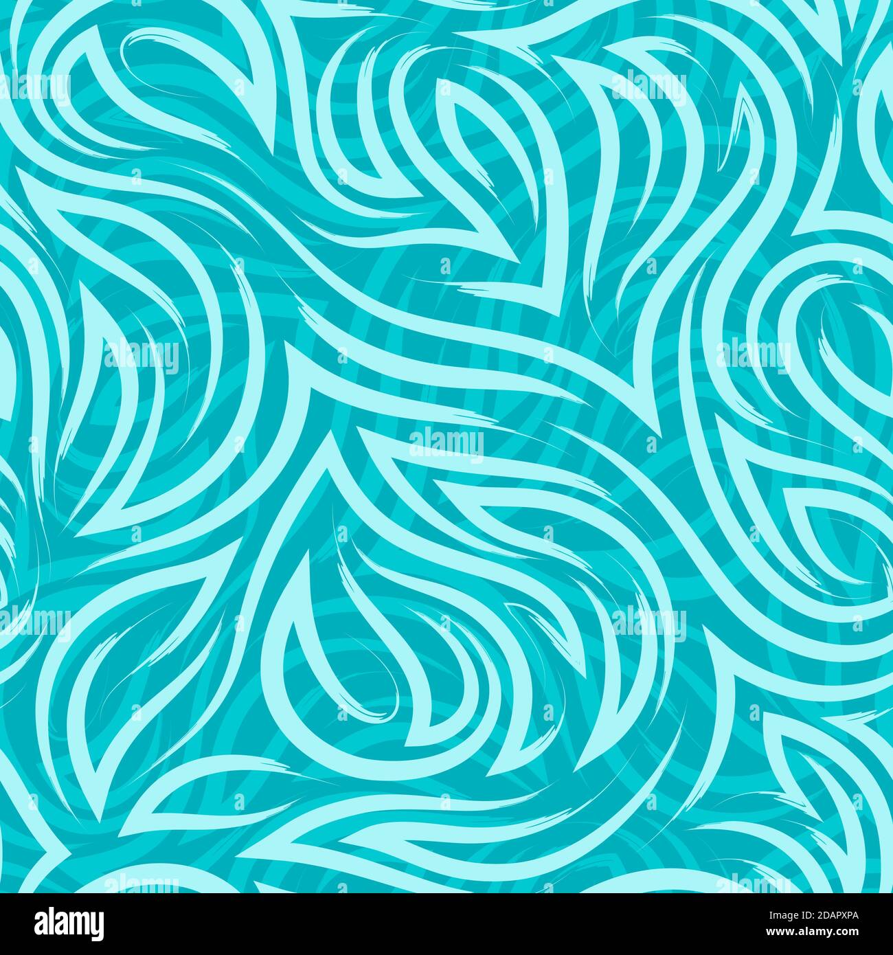 turquoise flowing lines and corners vector seamless pattern on a marine ...
