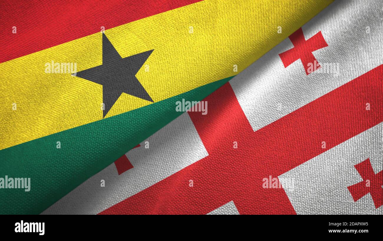 Ghana and Georgia two flags textile cloth, fabric texture Stock Photo ...