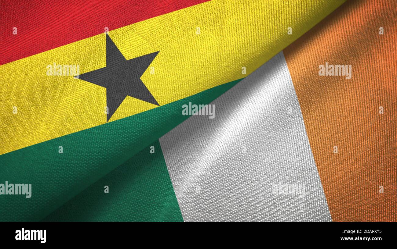 Ghana and Ireland two flags textile cloth, fabric texture Stock Photo ...