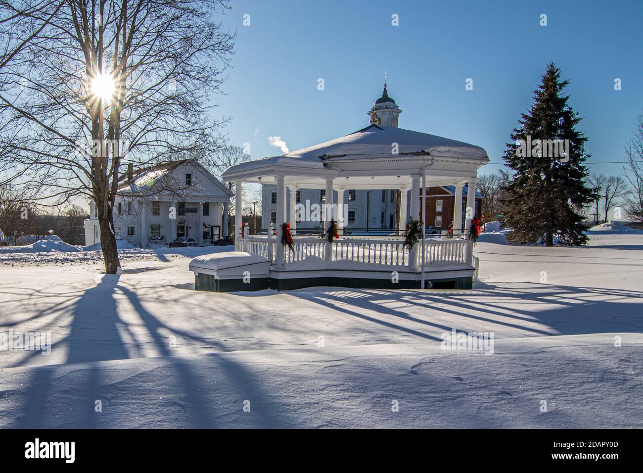 The town common in Petersham, Massachusetts on a winter's day Stock ...