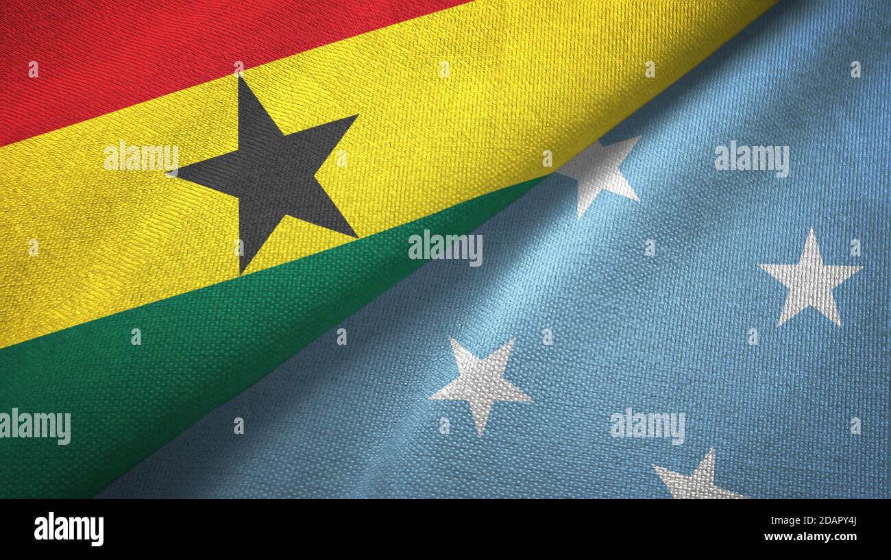Ghana and Micronesia two flags textile cloth, fabric texture Stock ...