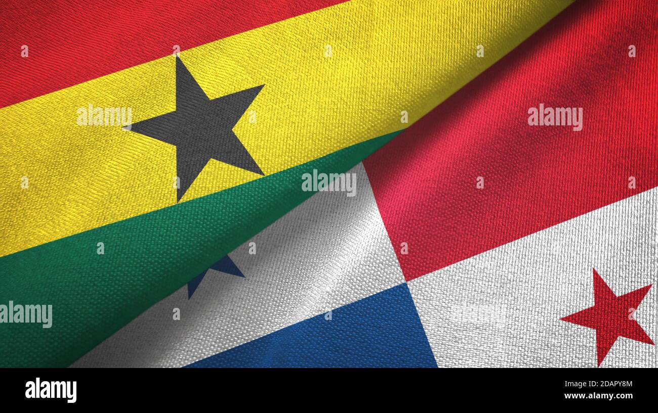 Ghana and Panama two flags textile cloth, fabric texture Stock Photo ...