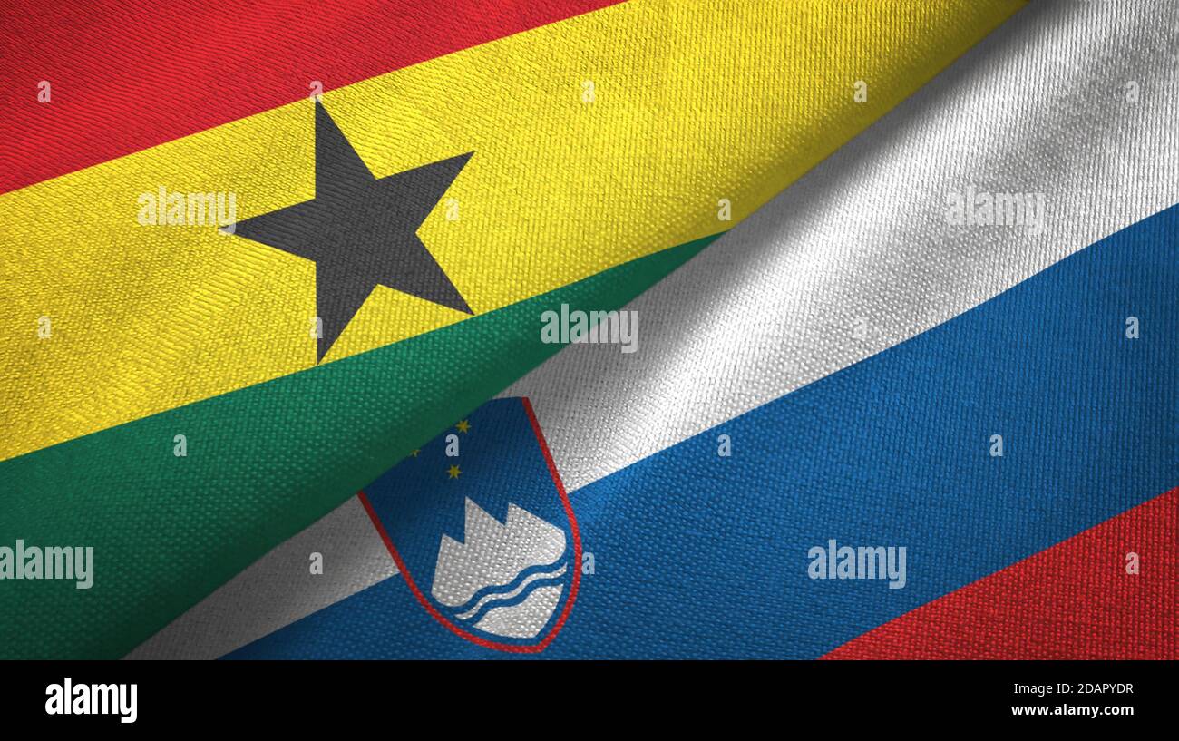 Ghana and Slovenia two flags textile cloth, fabric texture Stock Photo ...