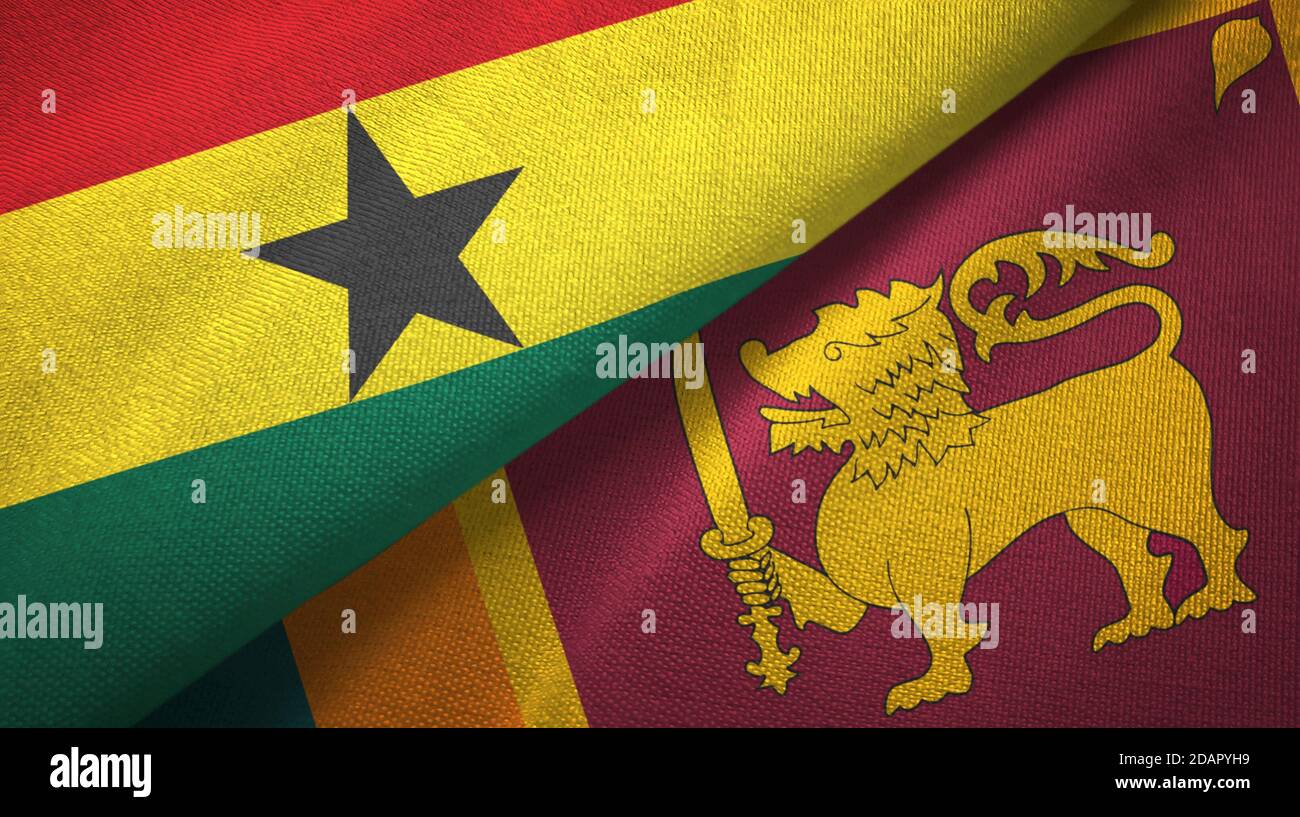 Ghana and Sri Lanka two flags textile cloth, fabric texture Stock Photo ...
