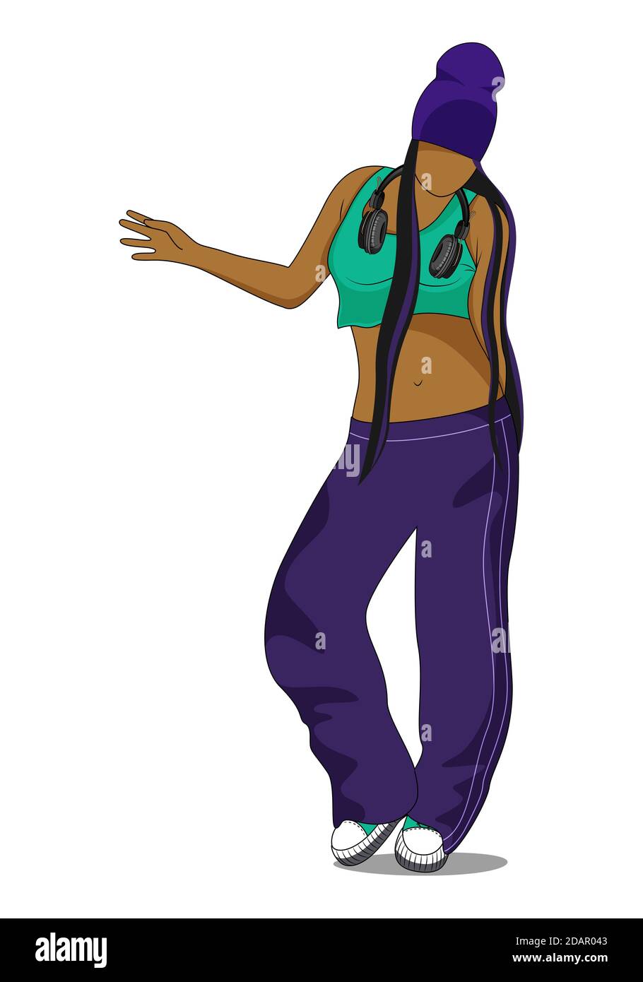 Hipster african girl, hip hop subculture. Vector illustration Stock ...