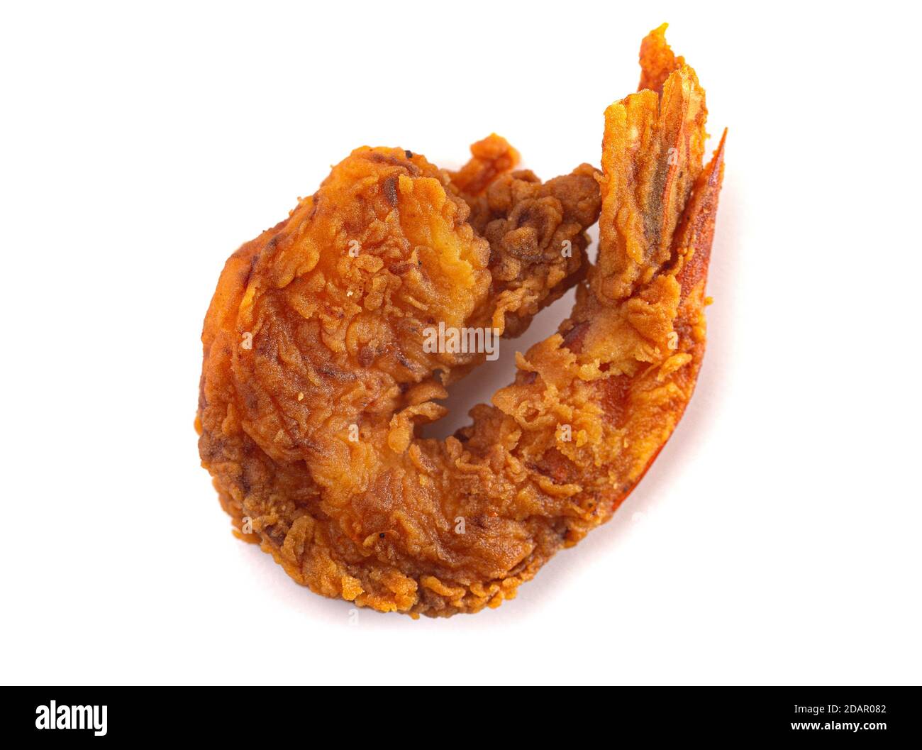 Breaded and Fried Jumbo Shrimp with Tails Isolated on a White ...