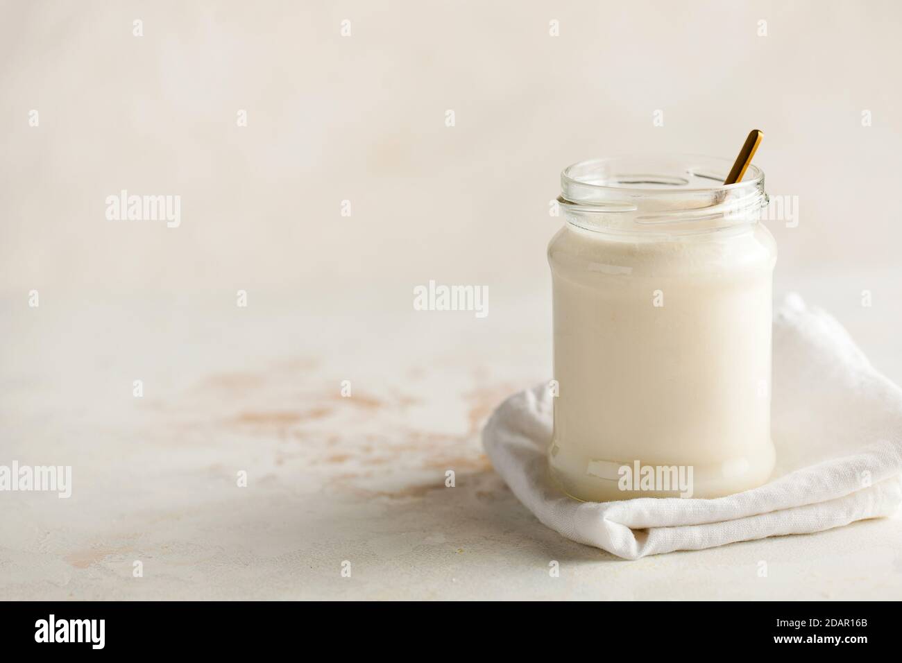 Healthy breakfast. Thermostatic fermented milk product yogurt in a ...