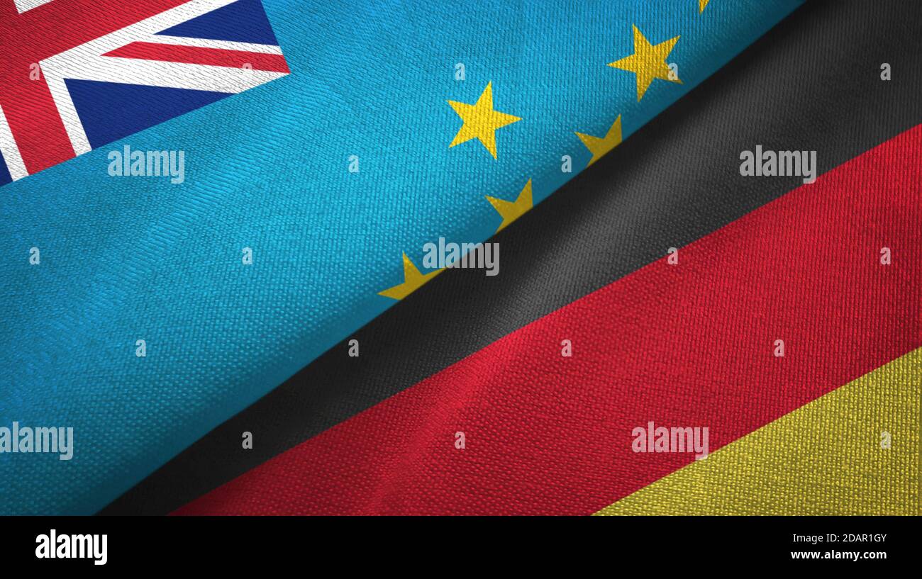 Tuvalu and Germany two flags textile cloth, fabric texture Stock Photo ...