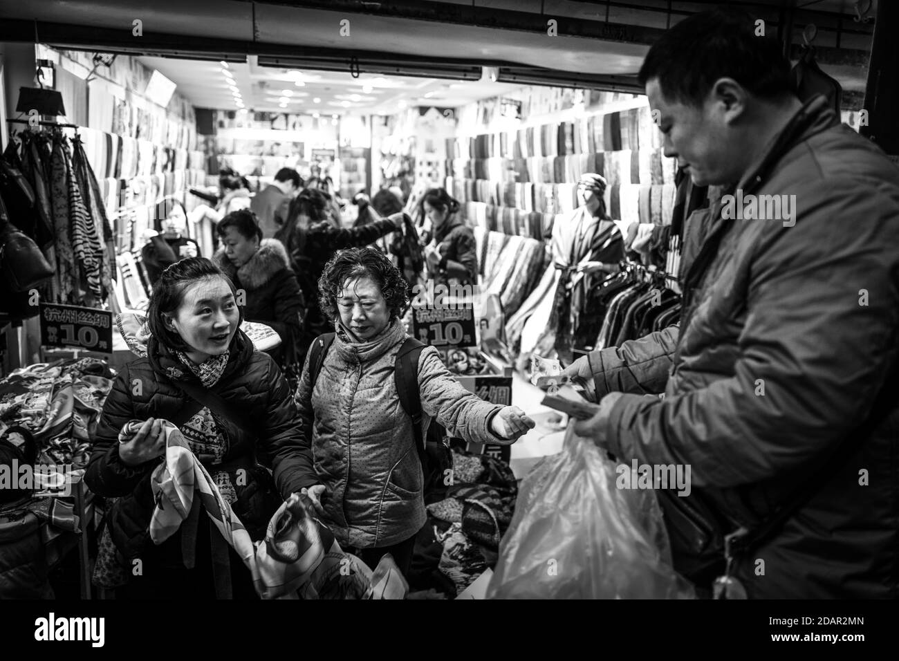 Women shopping in a market at the port of Chongqing, Chongqing, China ...