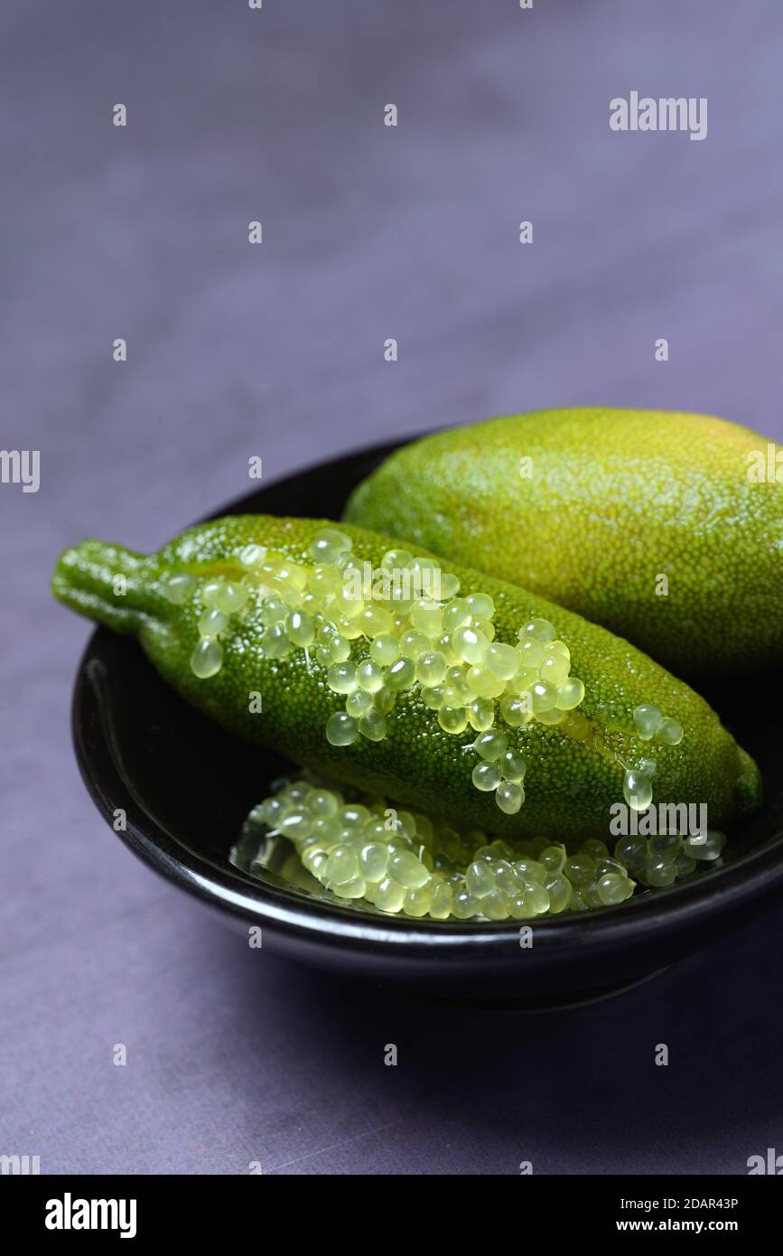 Australian finger limes in shell, finger lime, Microcitrus australasica ...