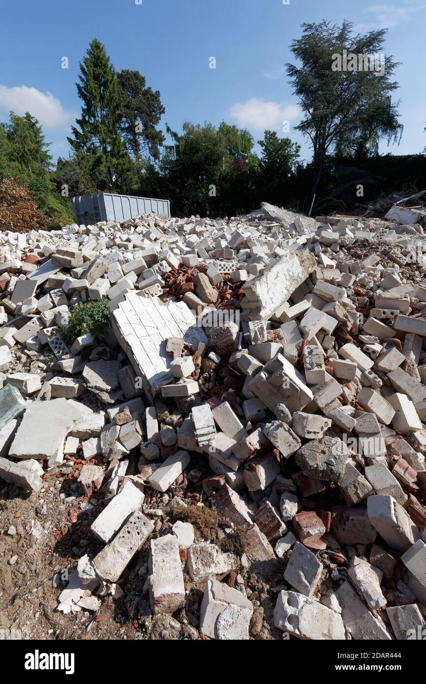 Construction waste from the demolition of a villa, Duesseldorf, North ...