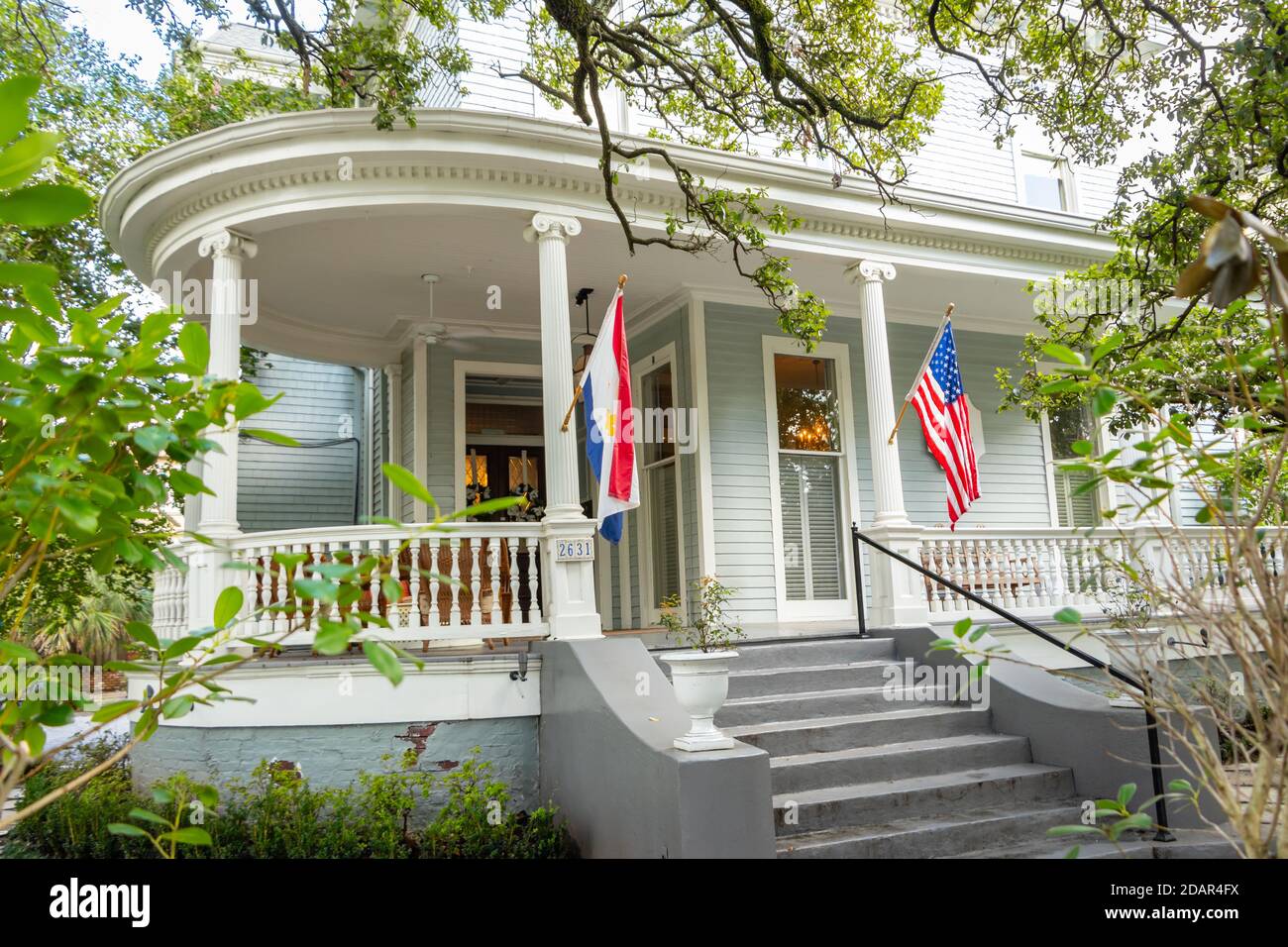 large colonnaded colonial house in New Orleans Louisiana Stock Photo ...