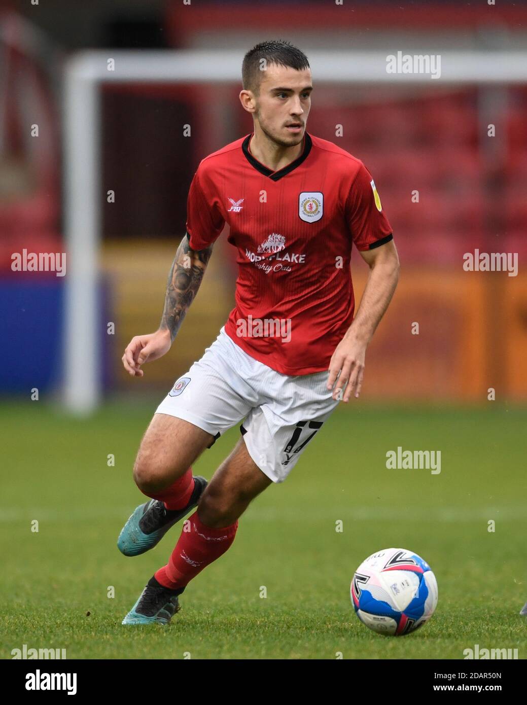 Luke Offord #17 of Crewe Alexandra with the ball Stock Photo - Alamy