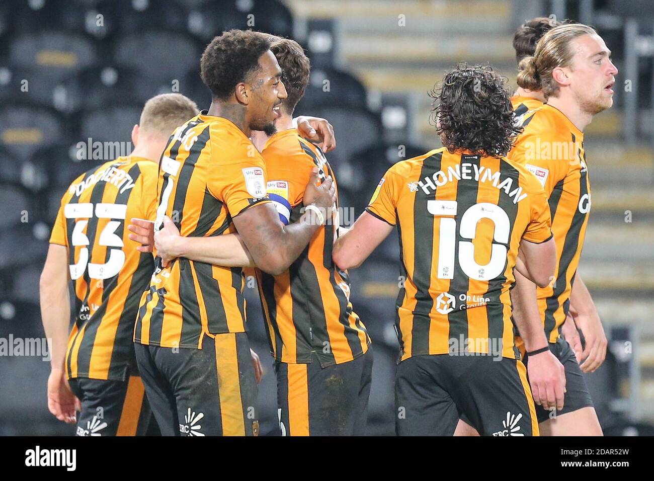 CELEBRATION Mallik Wilks #7 of Hull City celebrates his goal which made ...