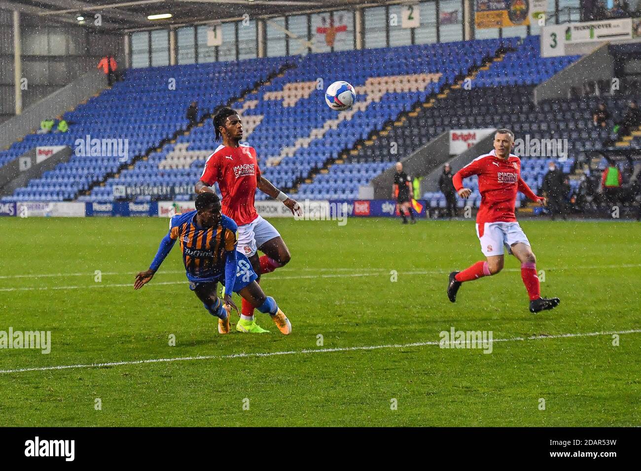 Shilow Tracey #20 of Shrewsbury Town gets a header in on goal Stock ...