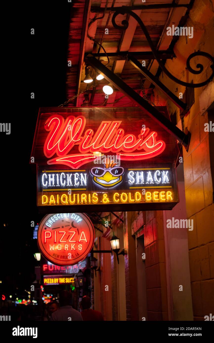 illuminated neon signs in Bourbon Street in New Orleans Louisiana Stock ...