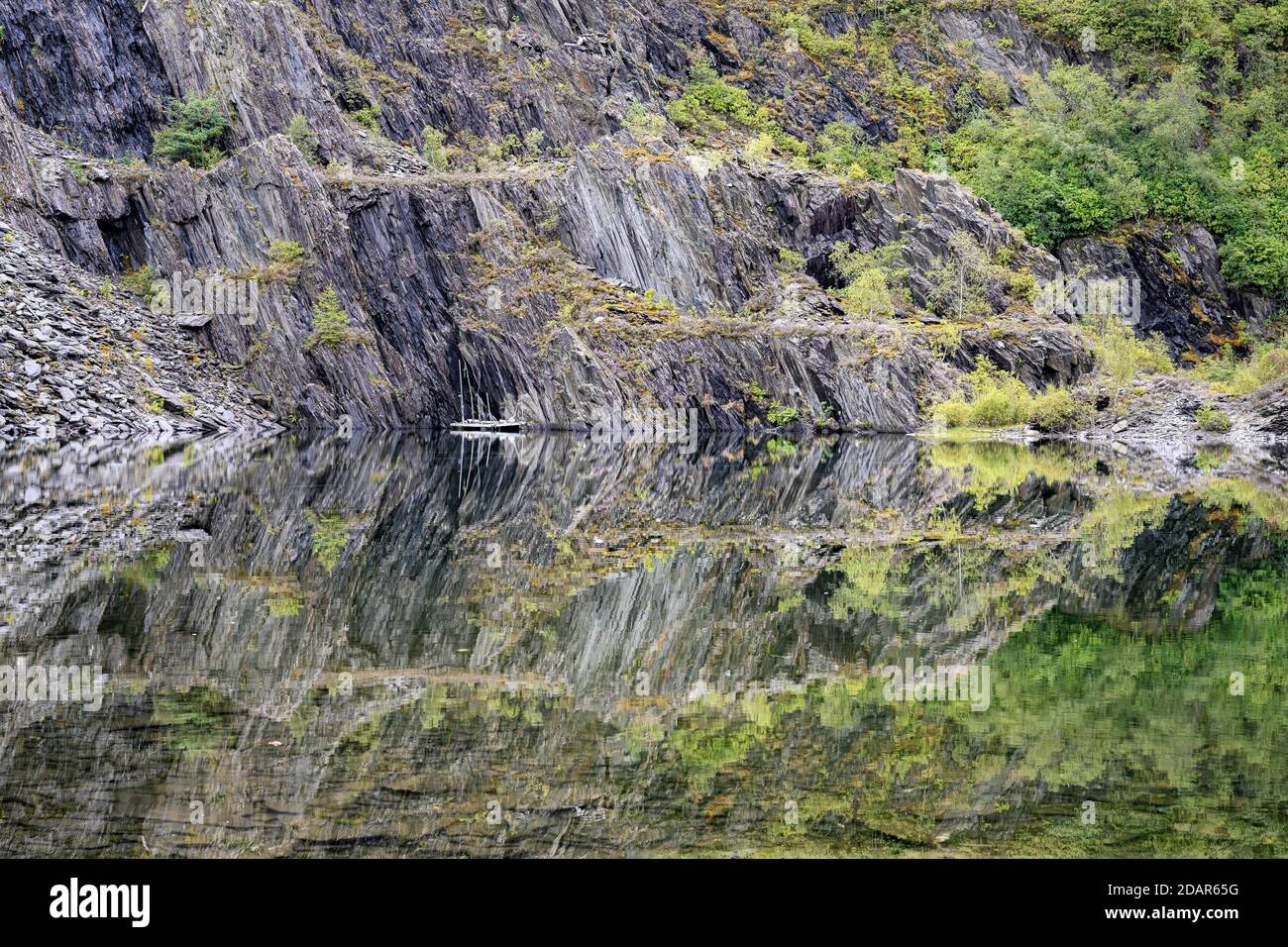 Water level in the former slate quarry near Ballaculish, West Highlands ...