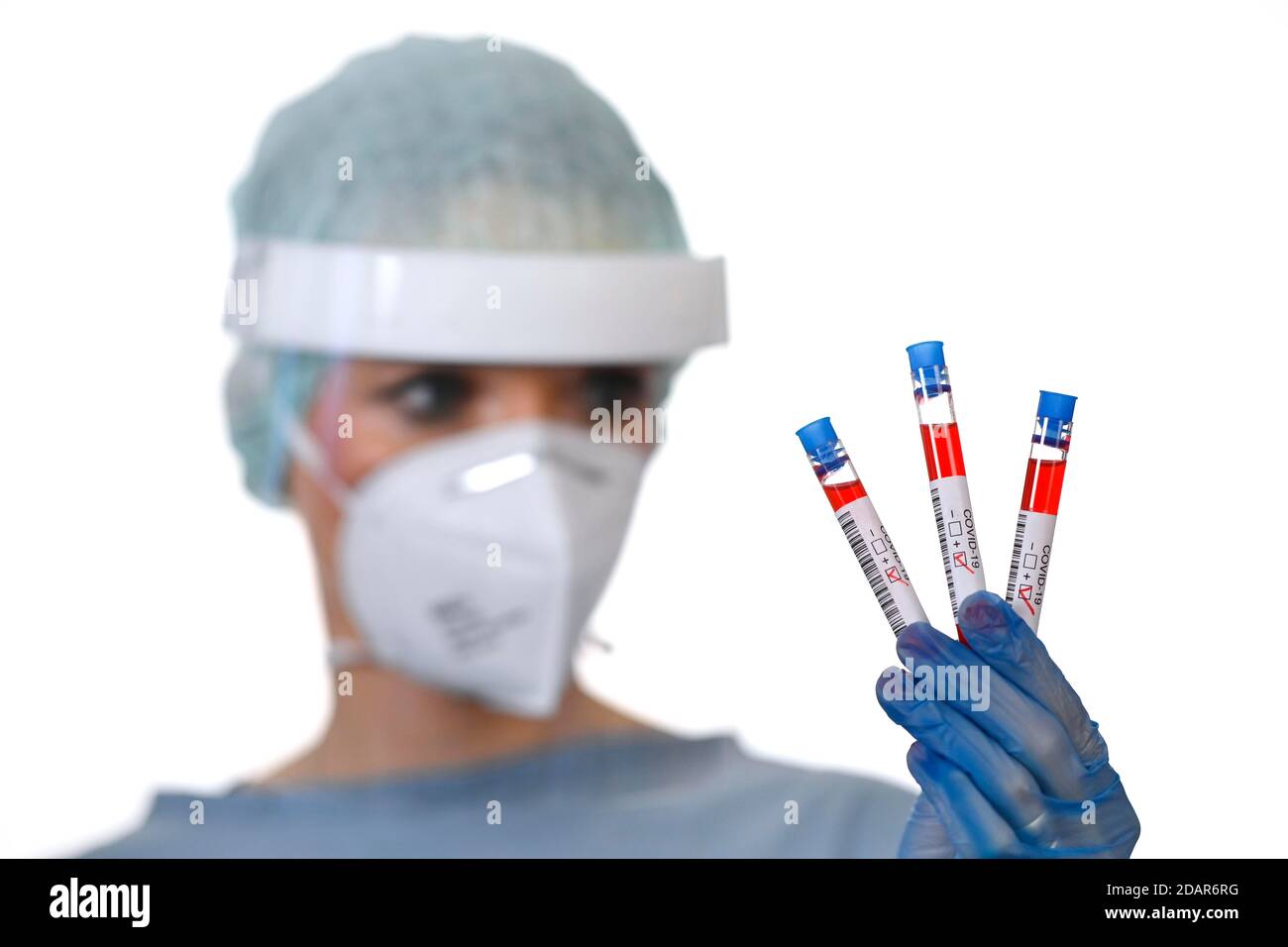 Positive test result, medical personnel using RT-PCR, real-time reverse ...