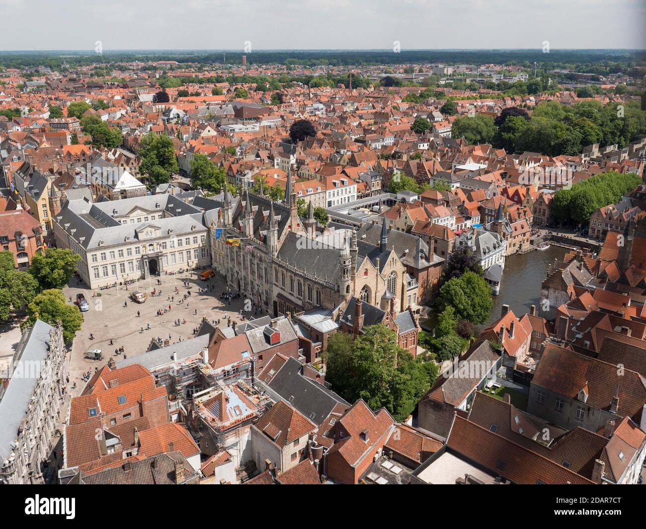 City view from the Belfort of Bruges Tower towards the Holy Blood ...