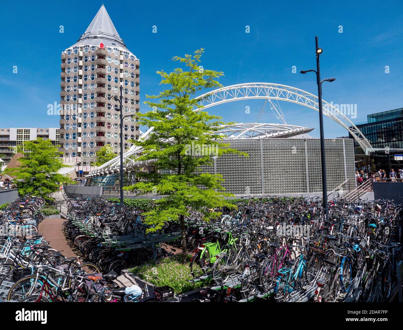 Bicycle parking and in the background a tram stop Blaak and pencil ...
