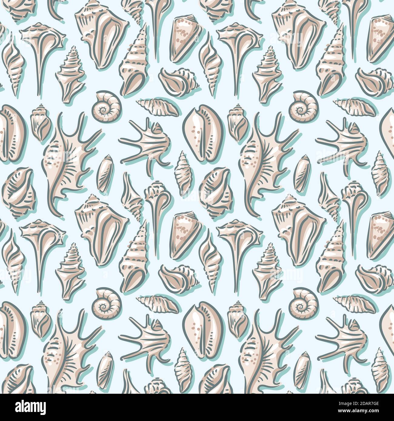 Seashell, shell, sea, mollusk, shellfish, nautical seamless pattern ...