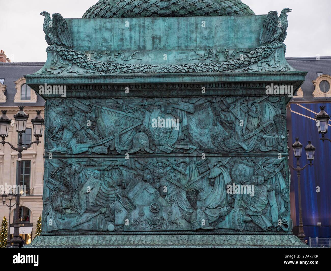 Detail of the Colonne Vendome victory column at Place Vendome, Paris ...