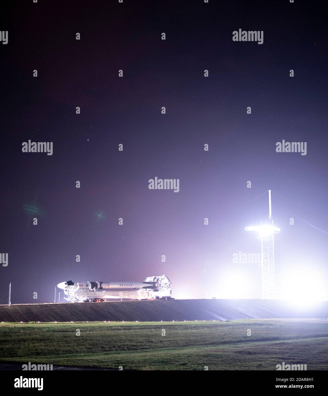 The SpaceX Falcon 9 rocket with the Crew Dragon Resilience onboard is ...