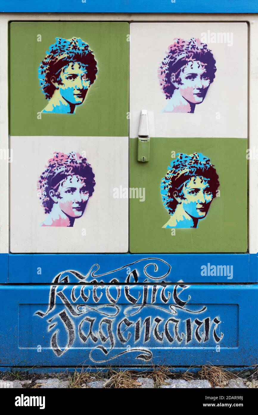 Graffito, portrait Caroline Jagemann, actress of the Goethe era, Weimar ...