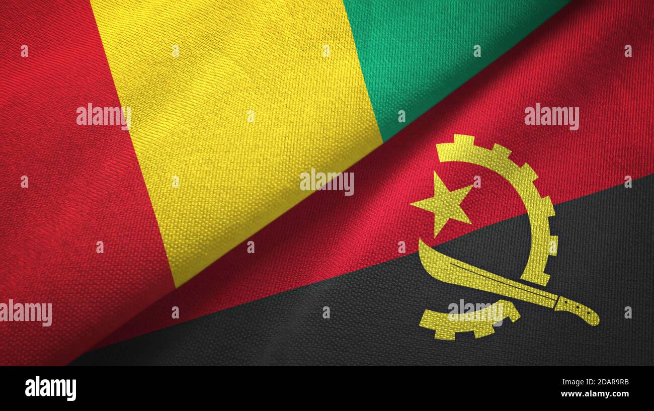 Guinea and Angola two flags textile cloth, fabric texture Stock Photo ...