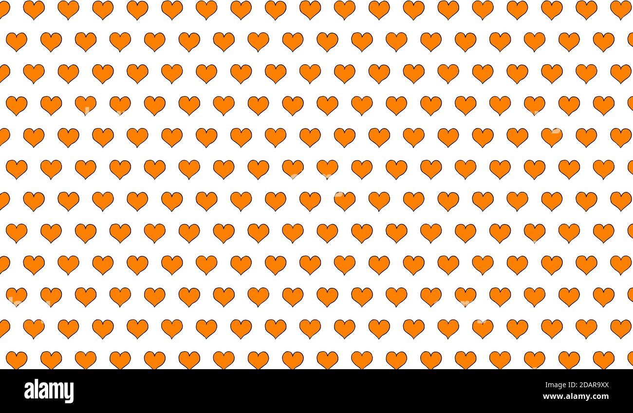 2d orange pattern of cartoon hearts on isolated background Stock Photo ...
