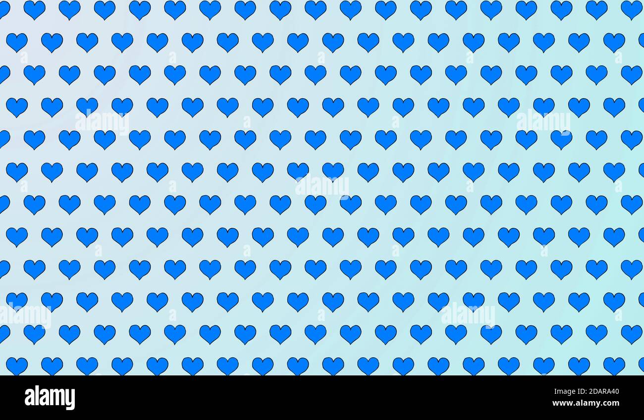 2d blue pattern of cartoon hearts on isolated background Stock Photo ...