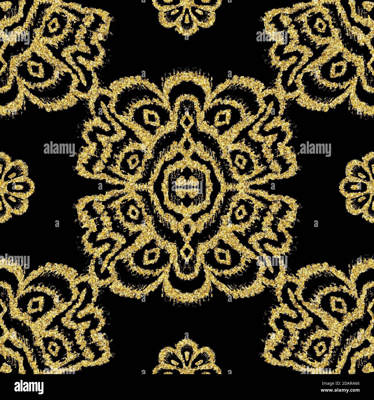 Seamless gold glitter ethnic rug motif pattern Stock Photo - Alamy