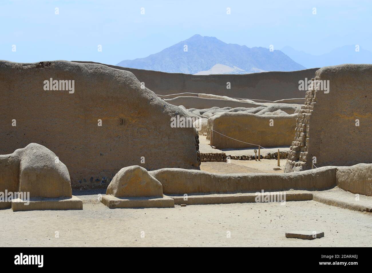 Artistic walls made of mud brick, adobe, ruins of Chan Chan, Trujillo ...