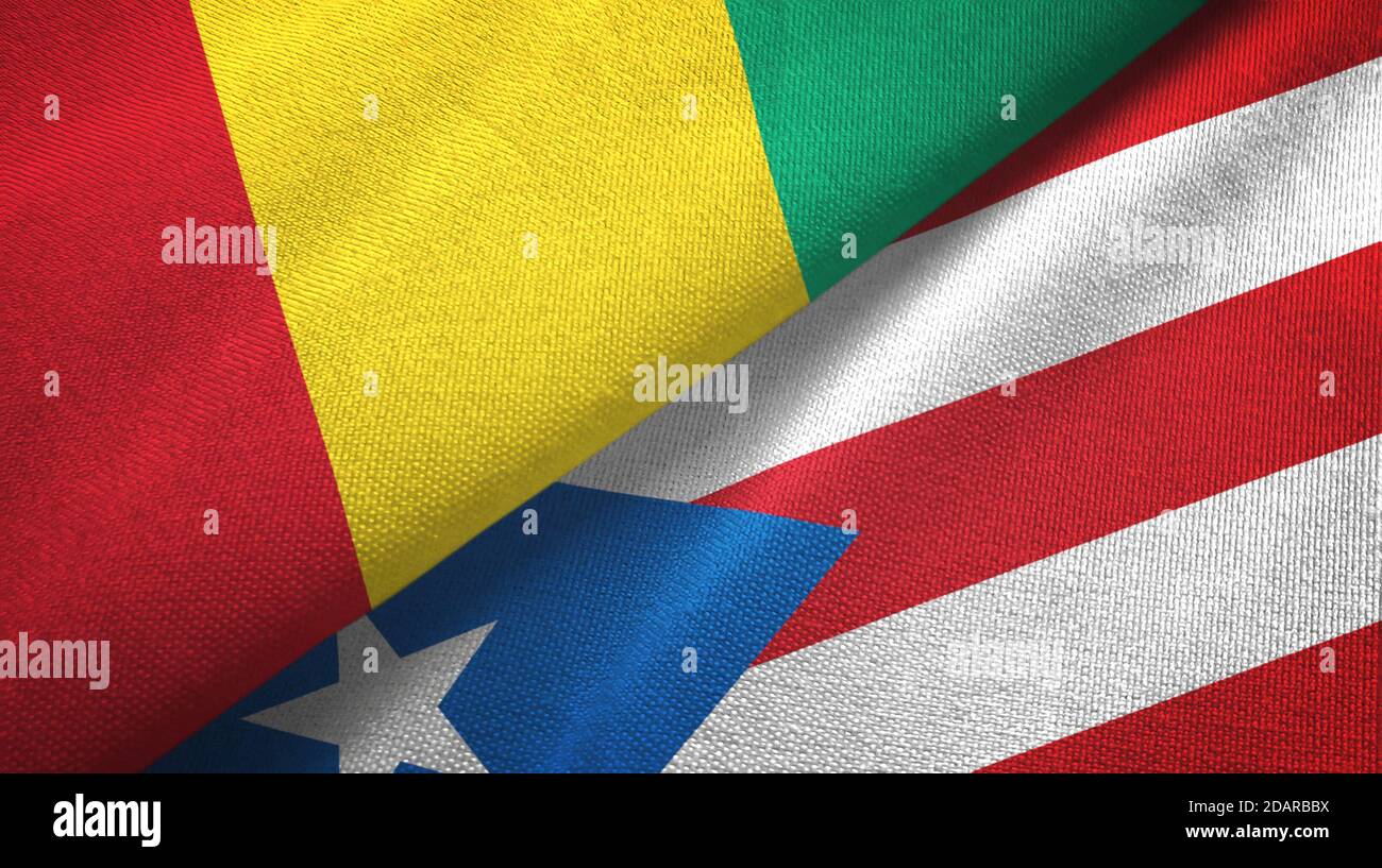Guinea and Puerto Rico two flags textile cloth, fabric texture Stock ...